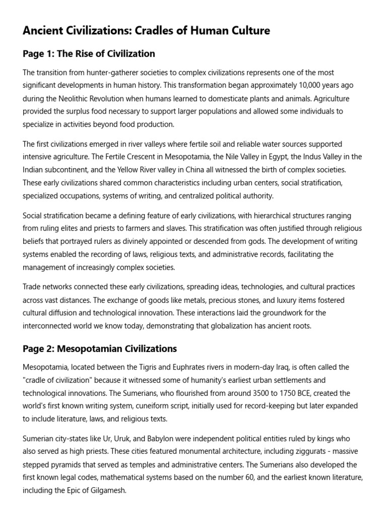 Cradles of Civilization Explored | PDF | Mesopotamia | Civilization