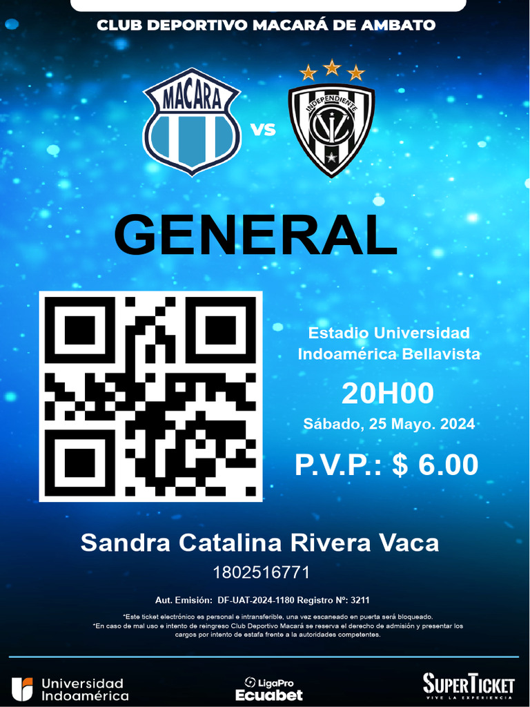 Ticket Electrónico Club Deportivo Macará | PDF
