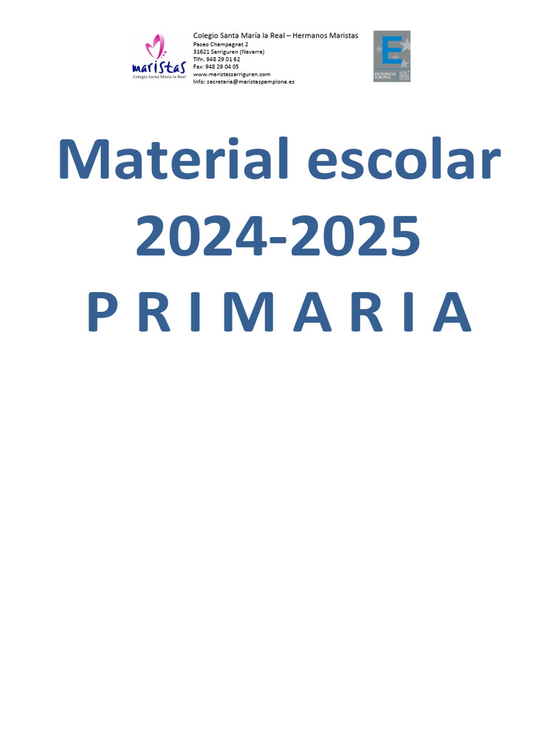 Material para Primaria 2024-25 | PDF | Lápiz | Cuaderno
