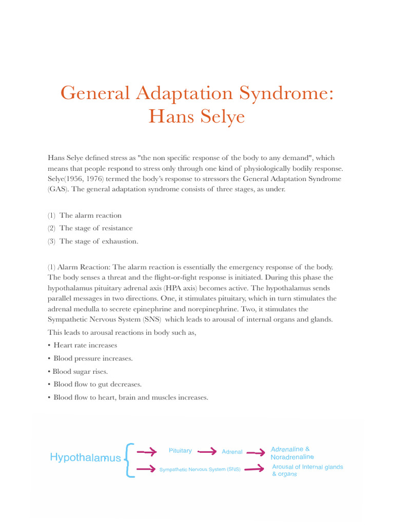 Hans Selye 1 | PDF | Stress (Biology) | Cortisol