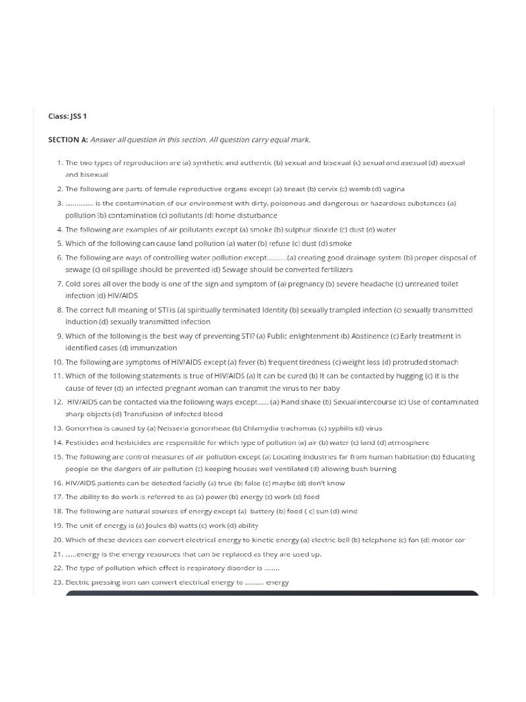 Series B Basic Science Assessment | PDF