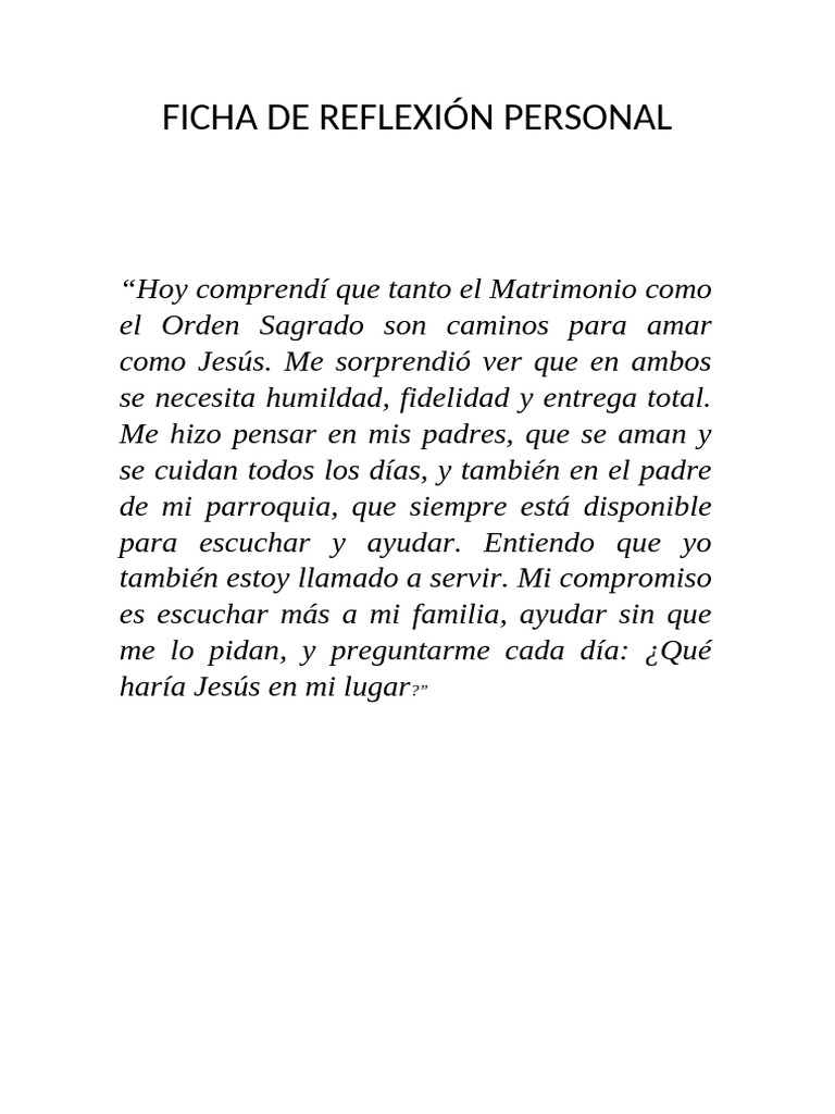 Ficha de Reflexión Personal | PDF