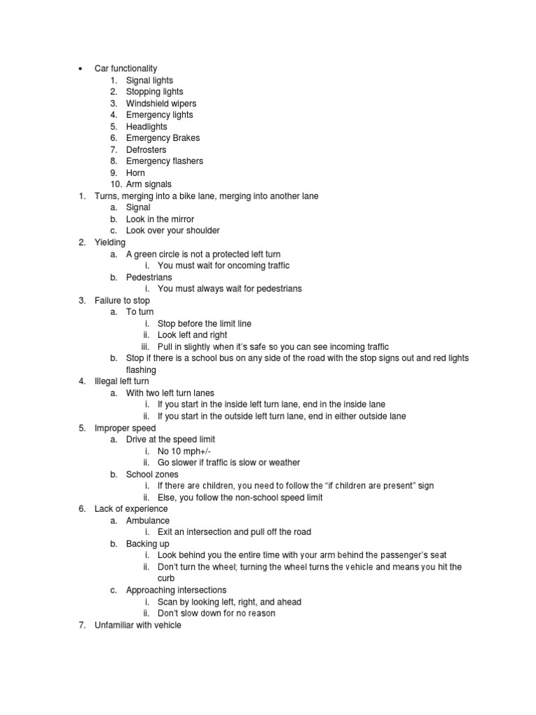 DMV Cheat Sheet | PDF | Traffic | Traffic Light