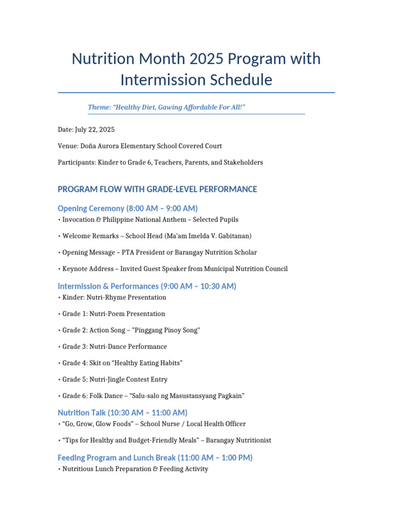 Nutrition Month 2025 Program Overview | PDF