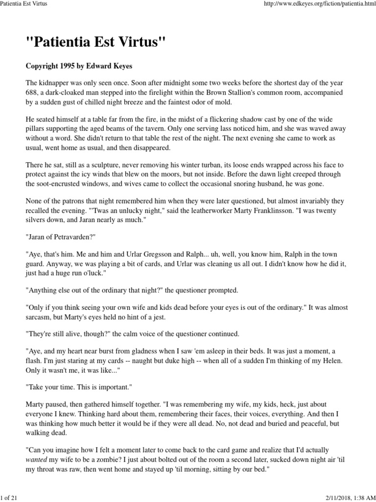 Patientia Est Virtus | PDF | Dwarf (Dungeons & Dragons)