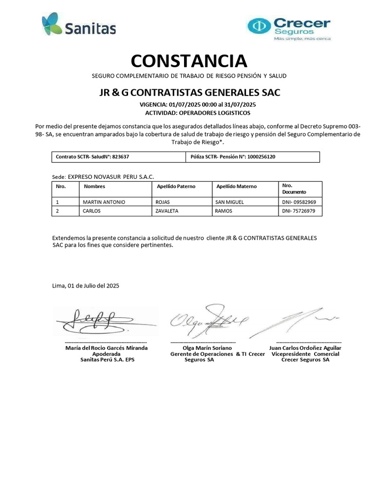 SCTR Julio 2025 | PDF