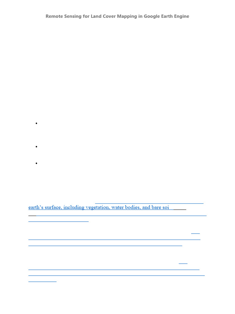 Remote Sensing For Land Cover Mapping in Google Earth Engine | PDF ...
