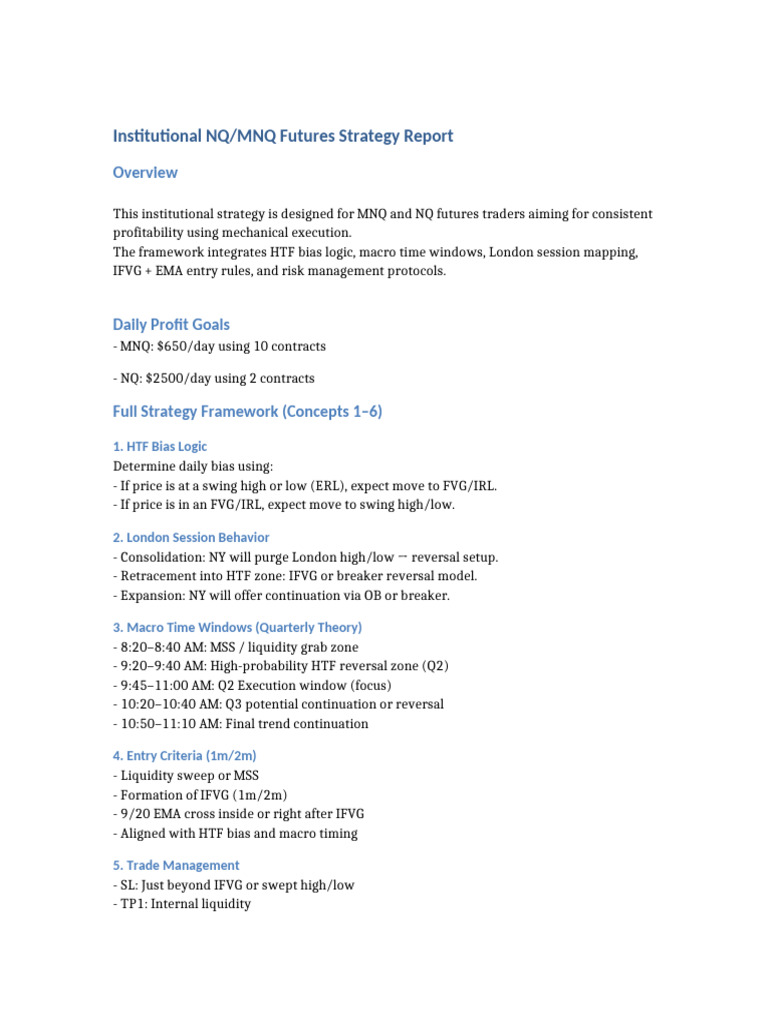 NQ MNQ Strategy Report | PDF | Economies