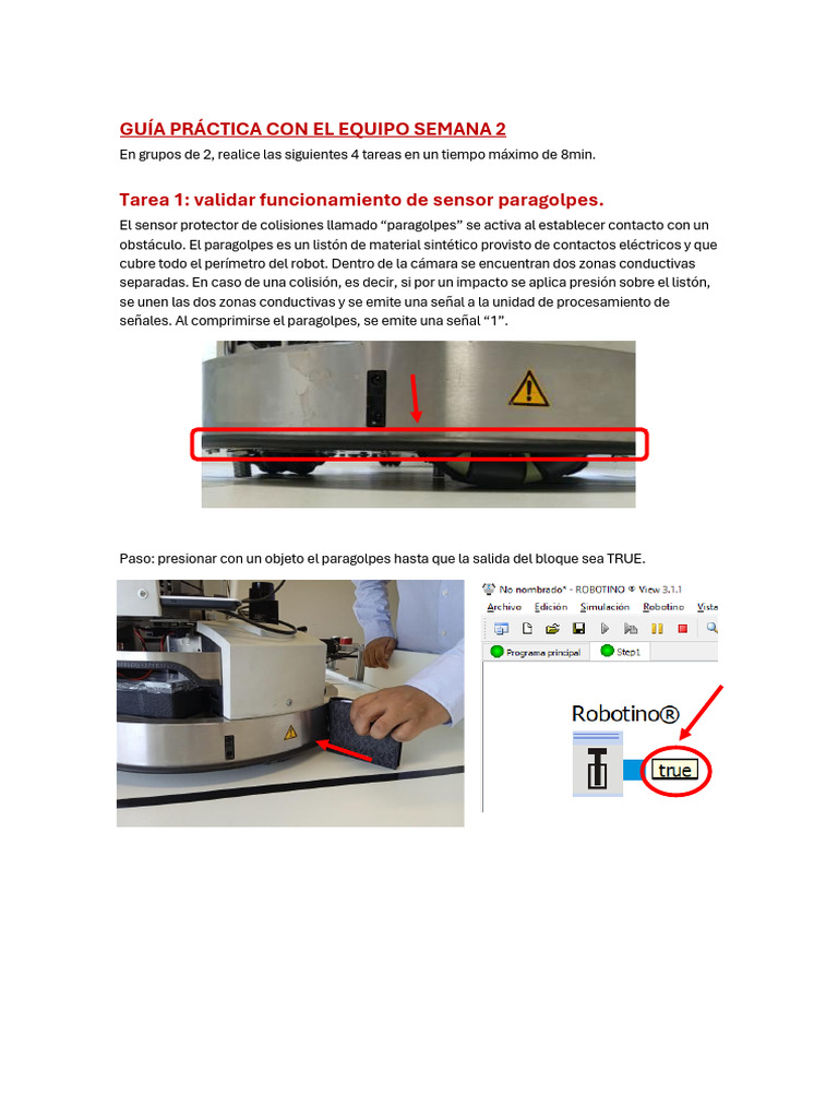 Guia Lab S2 - Robotino - Testeo de Sensores | PDF | Sensor | Ligero