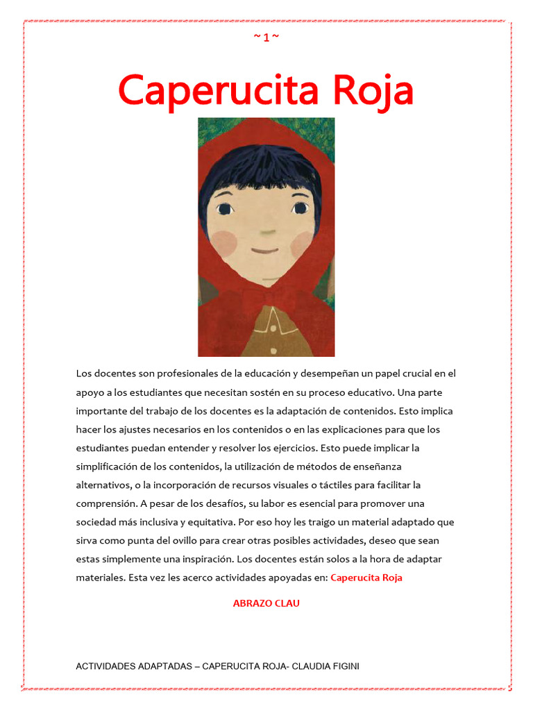 Actividades Adaptadas de Caperucita Roja | PDF | Caperucita Roja ...