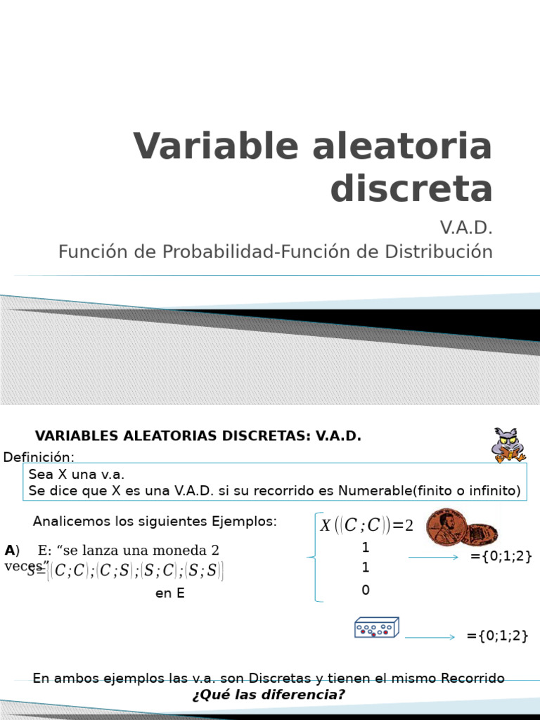 VAD - Definición | PDF | Variable aleatoria | Teoría de probabilidad