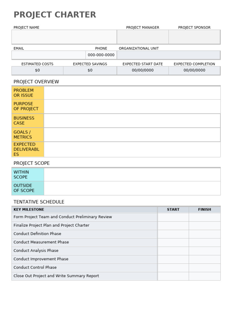 Project Charter Overview and Timeline | PDF