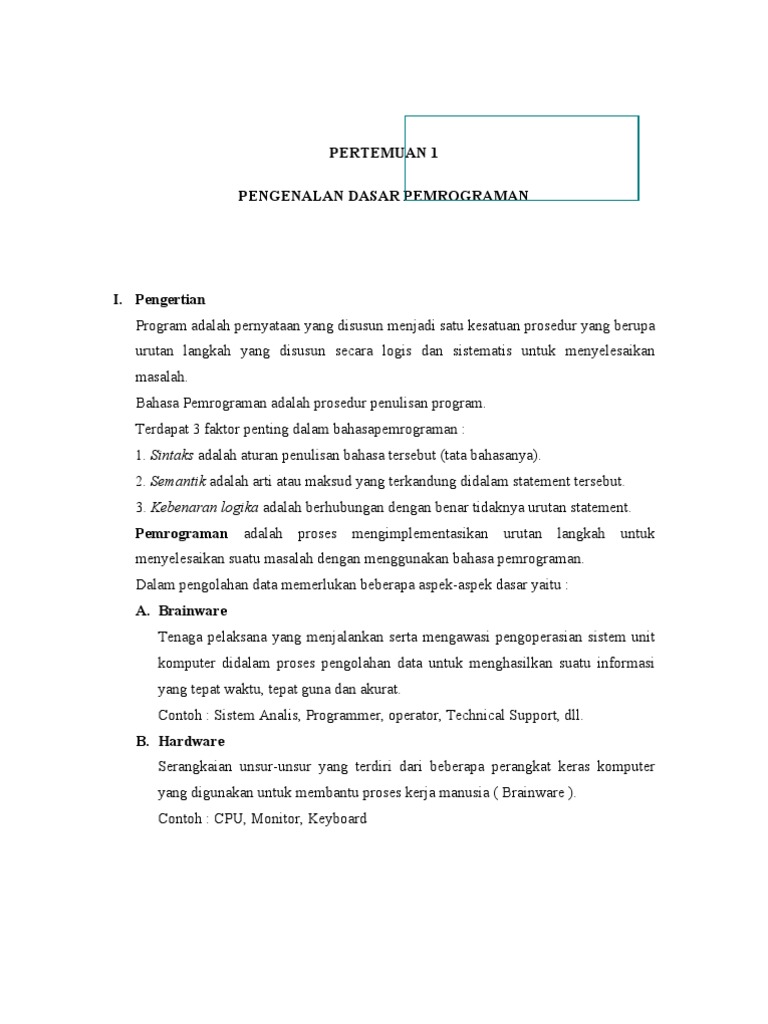 Pengenalan Dasar Pemrograman | PDF