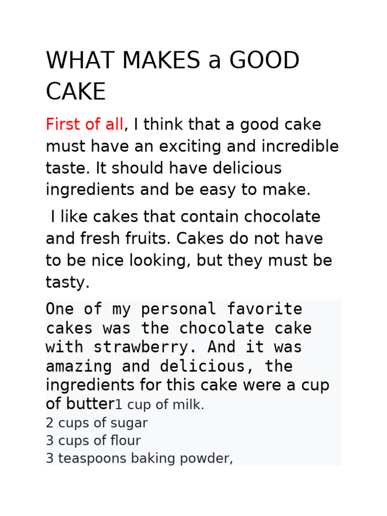 What Makes A Good Cake | PDF