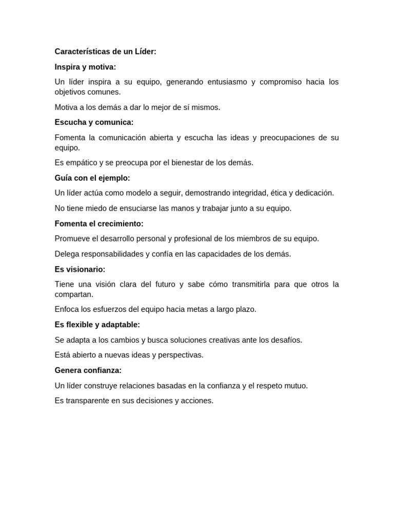 Características Clave de un Buen Líder | PDF | Liderazgo | Las emociones