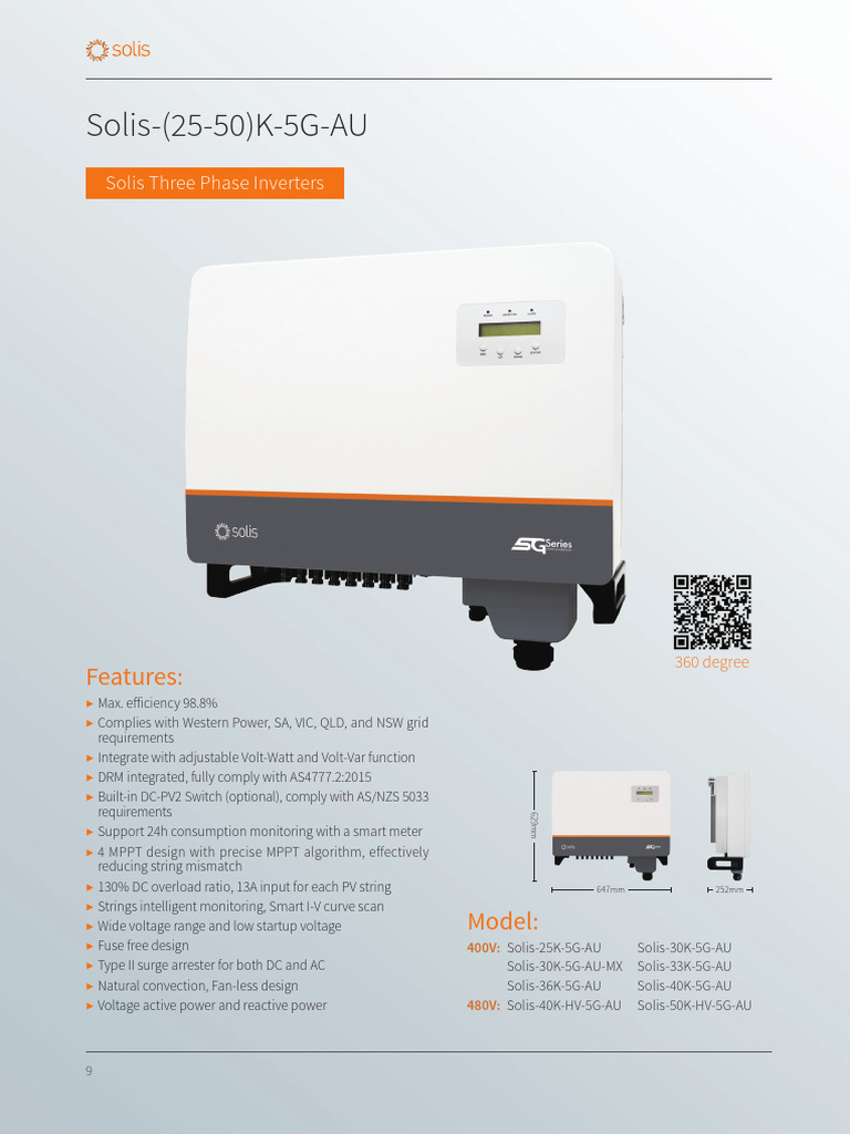 Solis Datasheet Solis (25 50) K 5G AU | PDF | Electrical Equipment ...