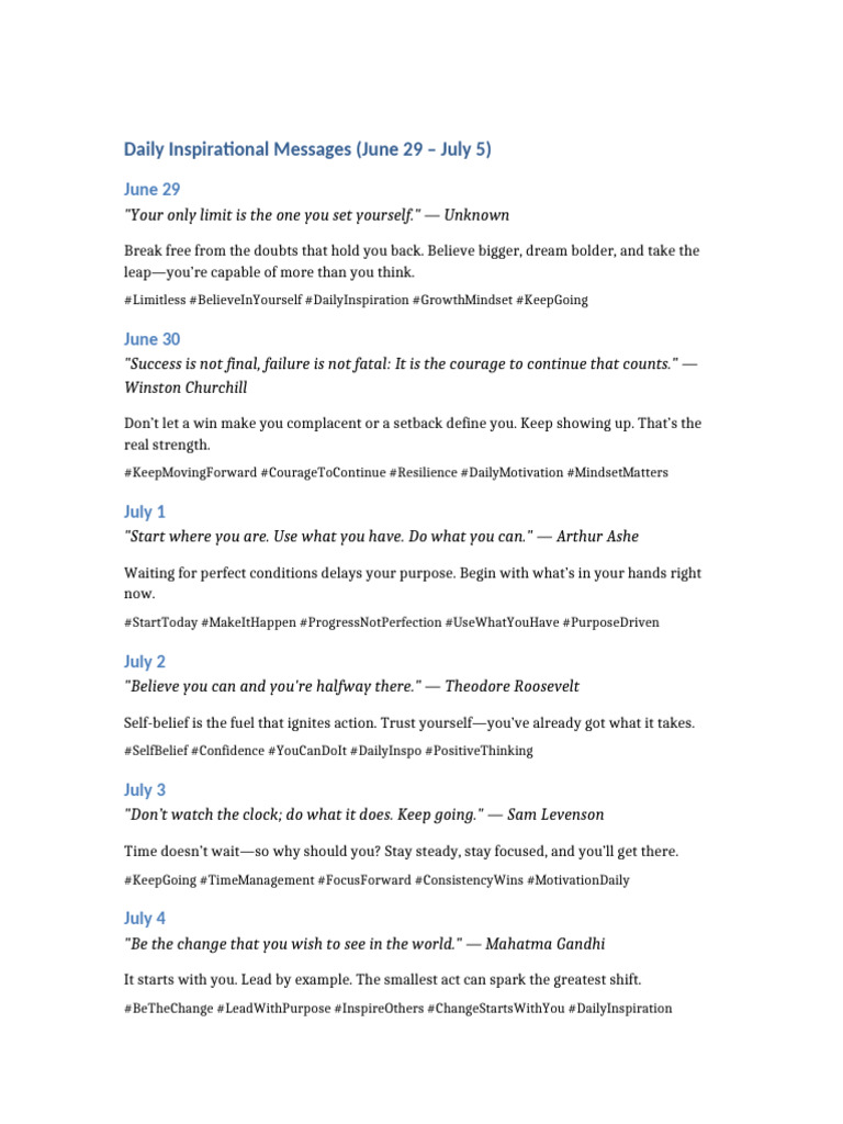 Inspirational Messages June29 July5 | PDF
