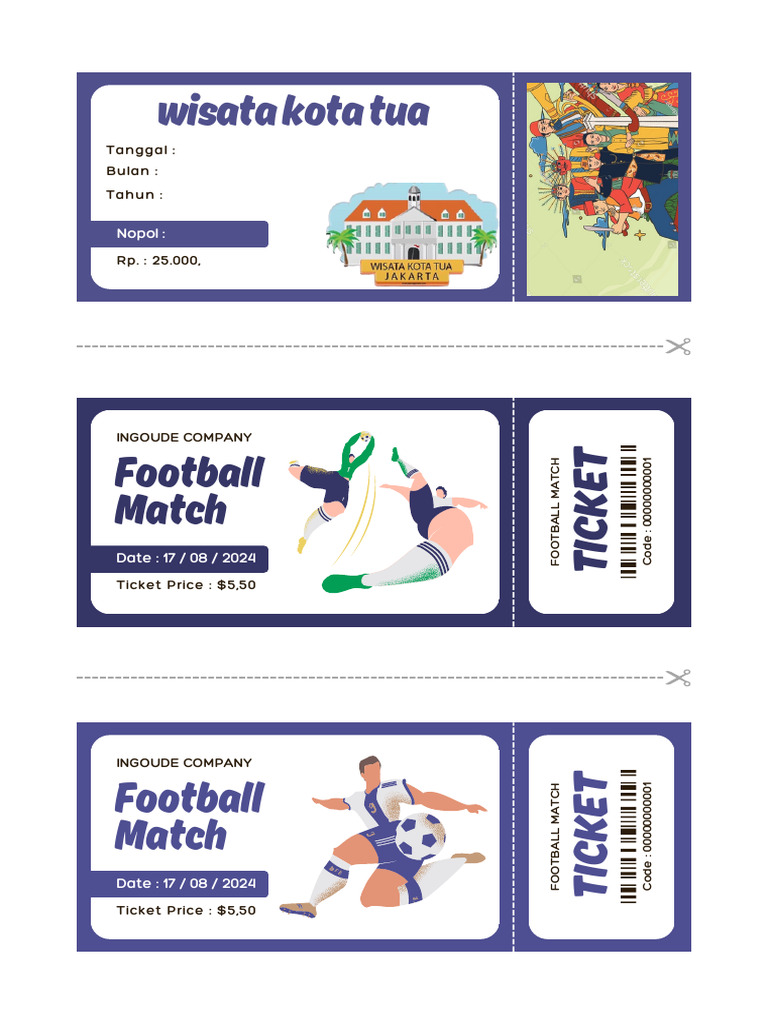 Blue Illustrative Football Ticket Coupon | PDF