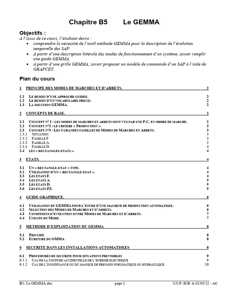 Comprendre la méthode GEMMA en automatisation | PDF | Sécurité ...