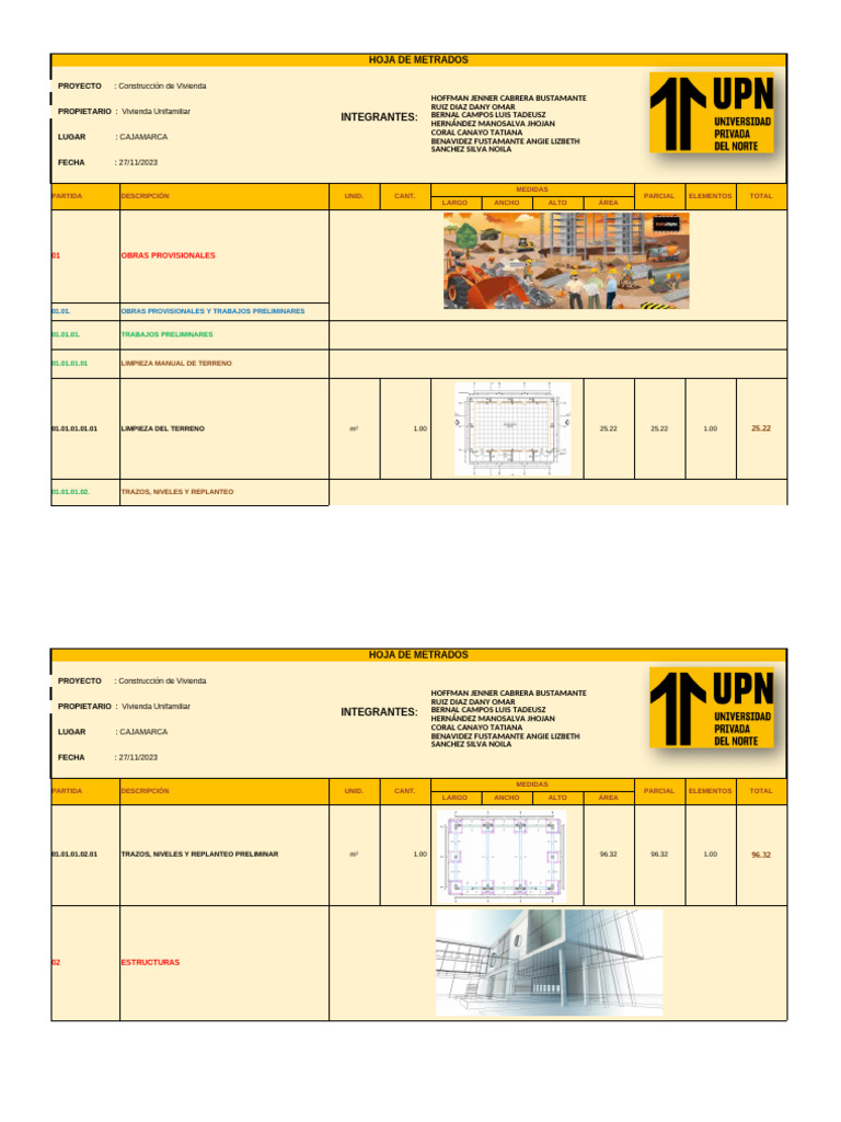 Metrados Introduccion A La Ingenieria | PDF | Ingeniería de Edificación | Edificios y estructuras