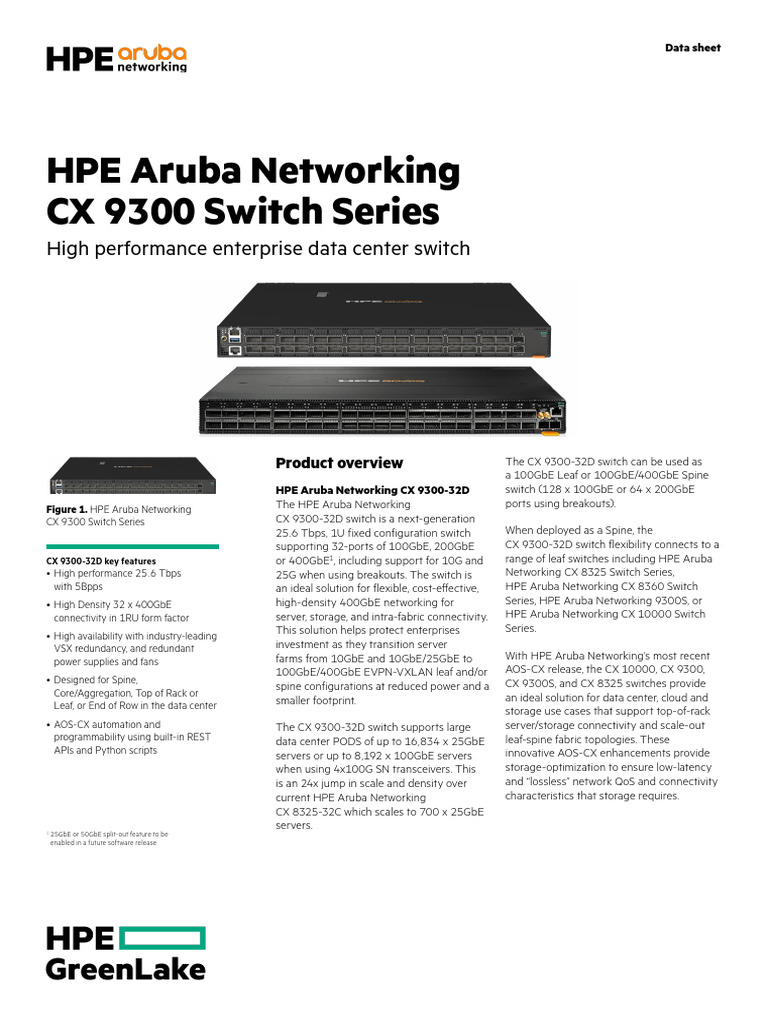 HPE Aruba CX 9300-32D Switch Overview | PDF | I Pv6 | Computer Network