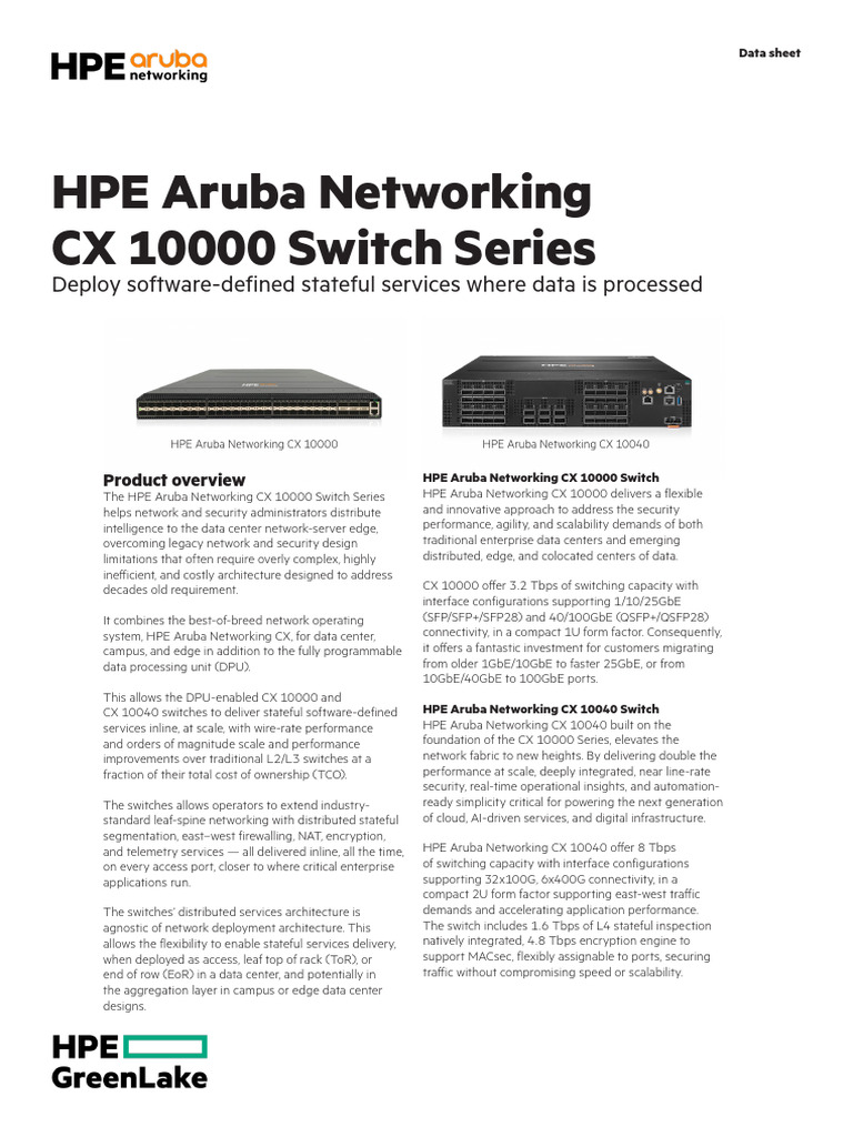 HPE Aruba Networking CX 10000 Switch Series-A00119682enw | PDF ...