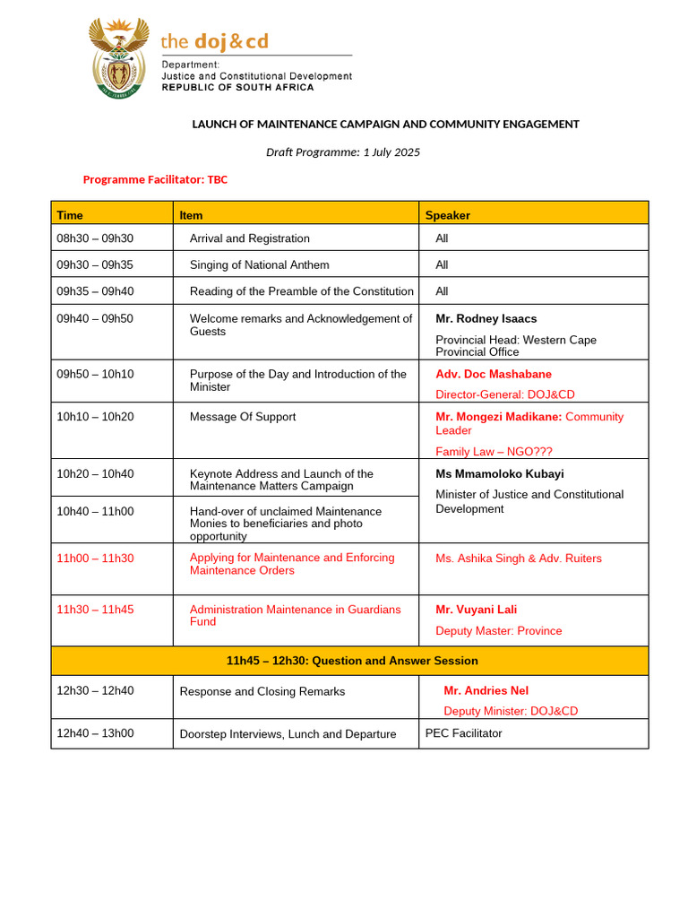 Launch of Maintenance Campaign and Community Engagement | PDF | Government