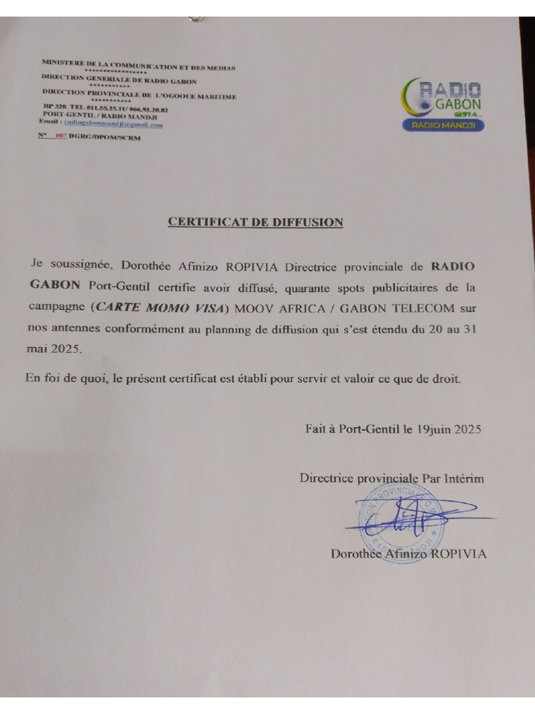 Certificat de Diffusion | PDF