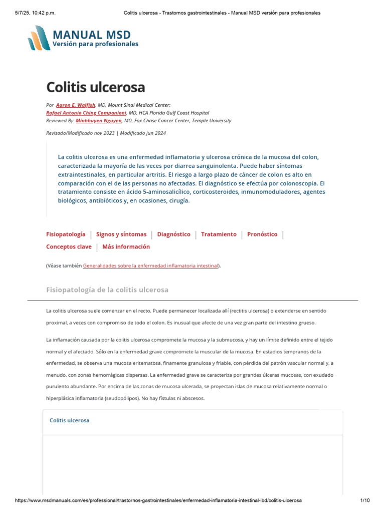 Colitis Ulcerosa - Trastornos Gastrointestinales - Manual MSD Versión ...