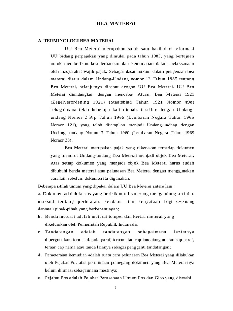 Bea Materai | PDF