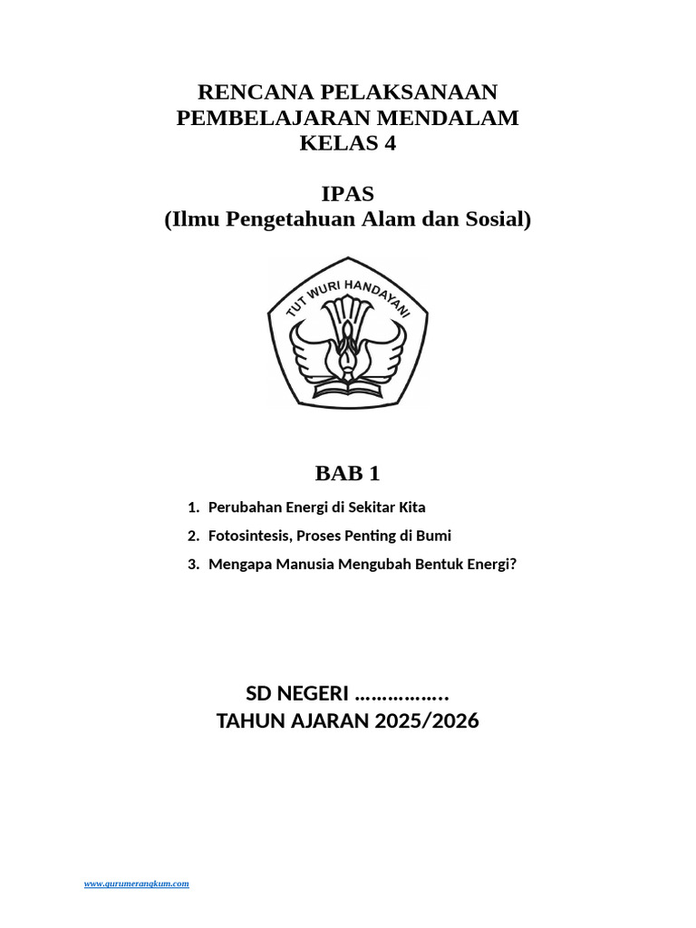 RPP IPAS Kelas 4 BAB 1 Pembelajaran Mendalam | PDF