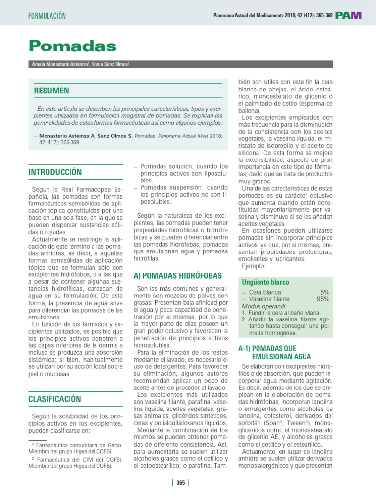 Formulación y Tipos de Pomadas | PDF