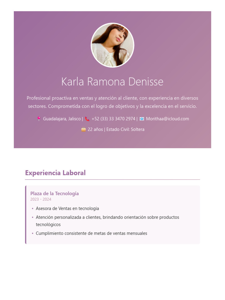 CV - Karla Ramona Denisse | PDF