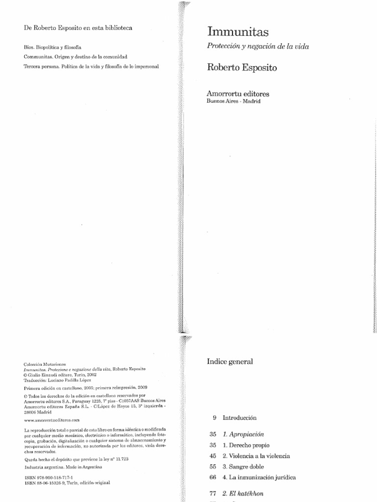 Immunitas Protección y Negación de La Vida | PDF