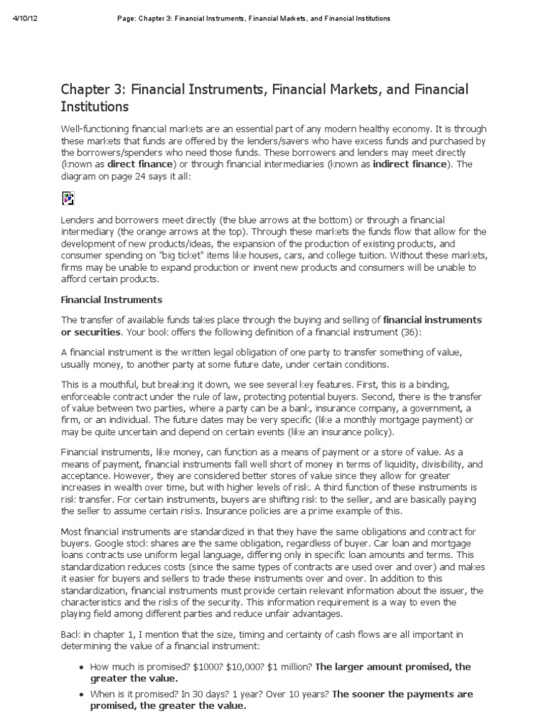 Page - Chapter 3 - Financial Instruments, Financial Markets, and ...