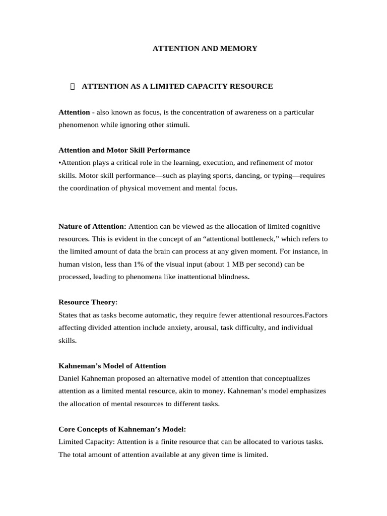Attention's Role in Motor Skill Learning | PDF | Memory | Attention