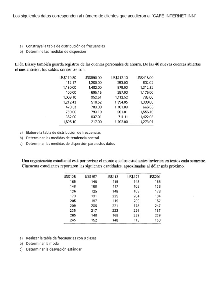 Ejercicios Datos Agrupados | PDF