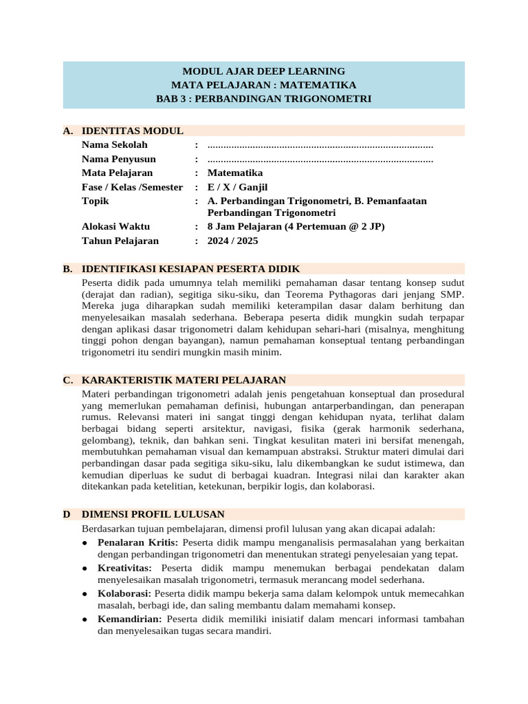 Modul Bab 3 Perbandingan Trigonometri | PDF