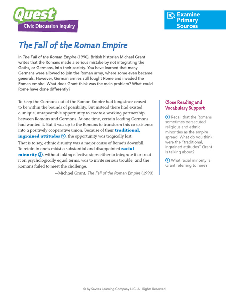 Quest Source 4 - The Fall of The Roman Empire | PDF | Roman Empire