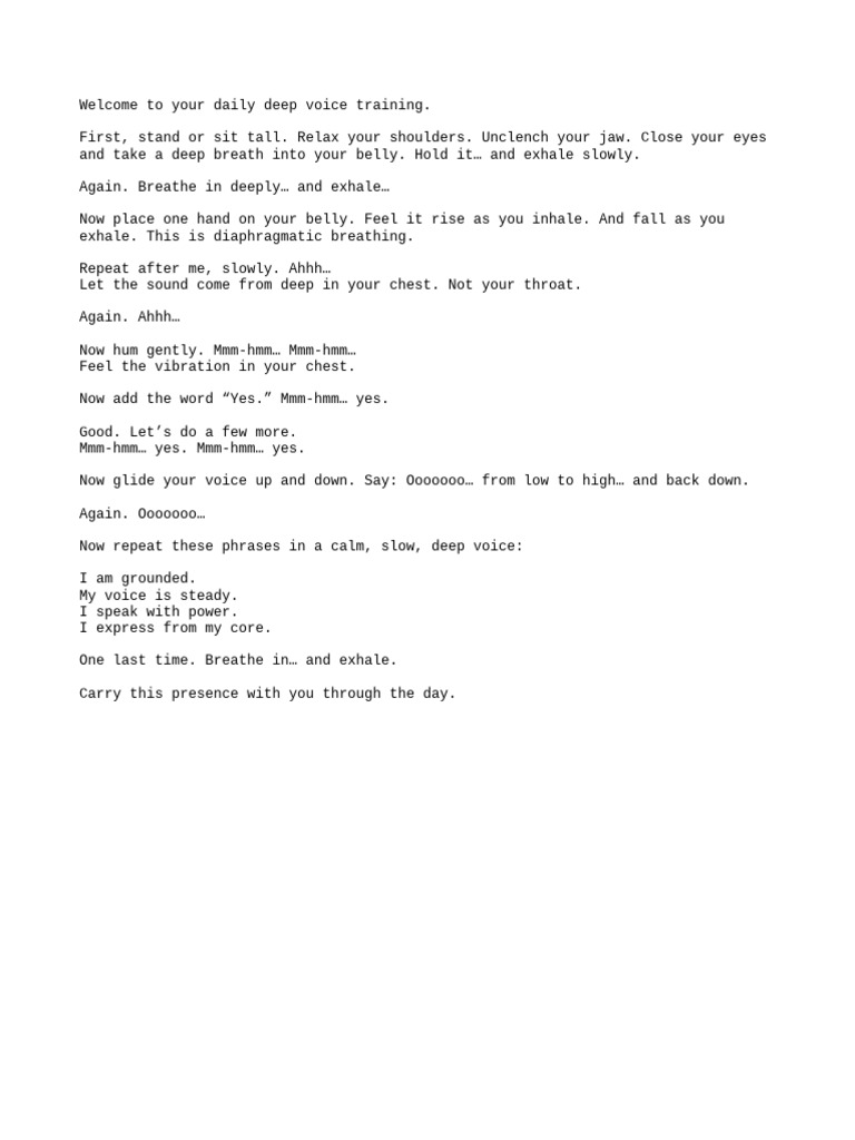 Daily Deep Voice Training Guide | PDF