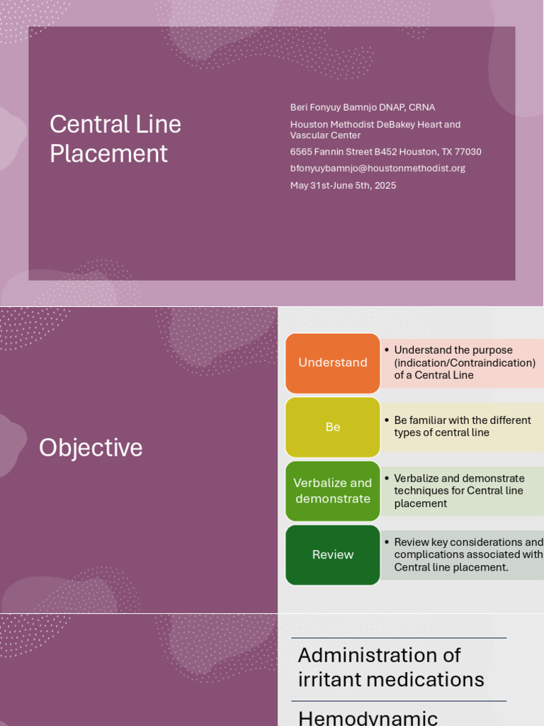 Central Line PPT Fro Cameroon | PDF | Medical Specialties | Medical Equipment