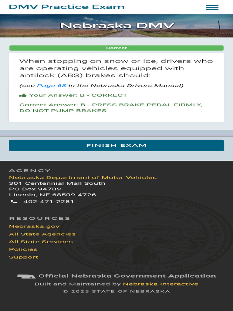 Nebraska Department of Motor Vehicles - Online Practice Drivers ...
