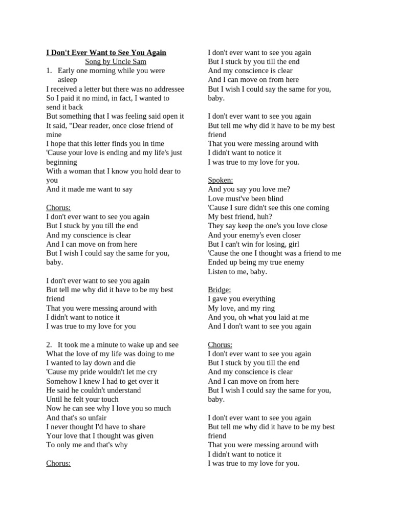 I Don't Ever Want To See You Again | PDF