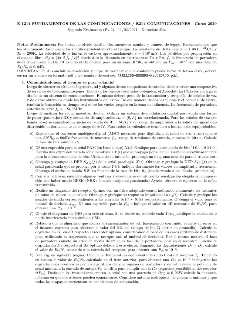 E-1214 Fundamentos de Las Comunicaciones / E214 Comunicaciones - Curso ...