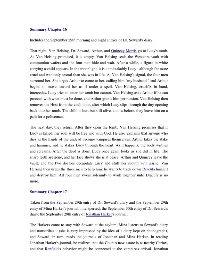 Dracula Chapter 16-23 | PDF | Abraham Van Helsing | Mina Harker