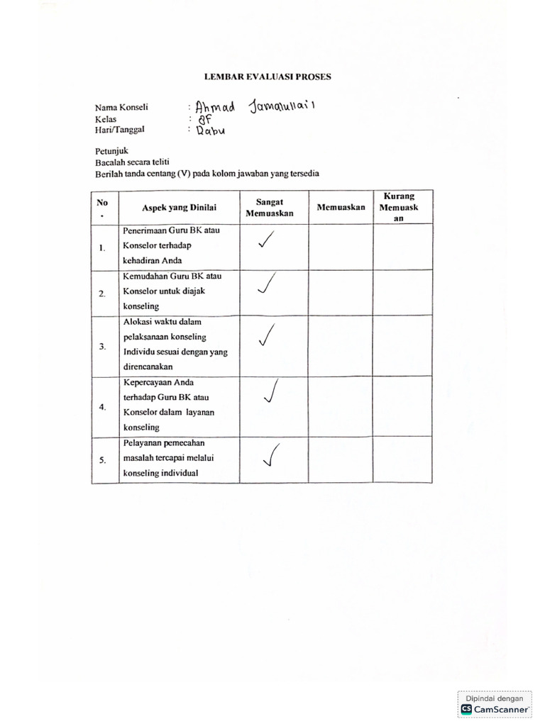 Lembar Evaluasi Proses | PDF