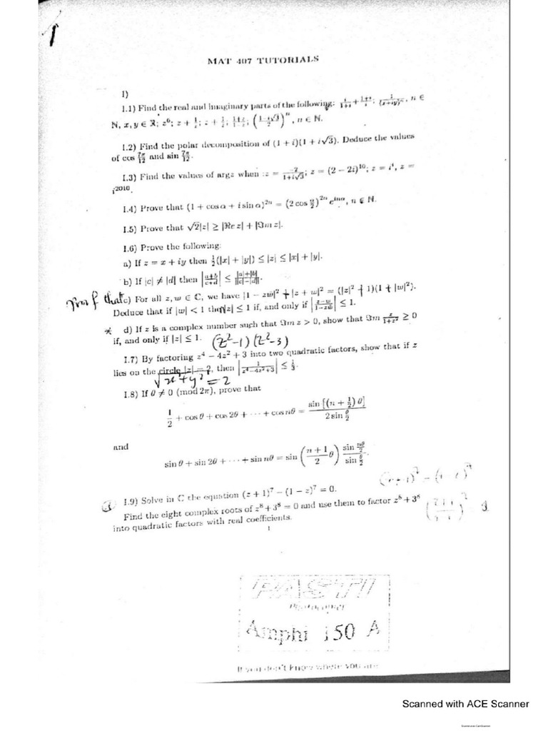 TD Variable Complexe | PDF