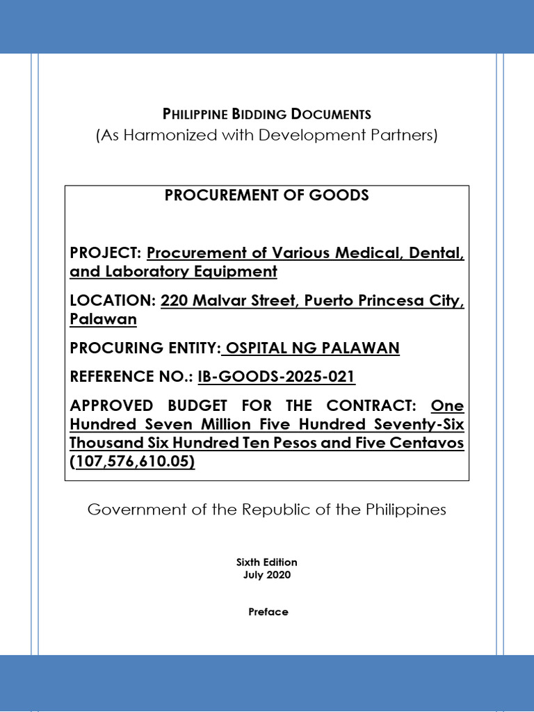 IB GOODS 2025 021 Bidding Document | PDF