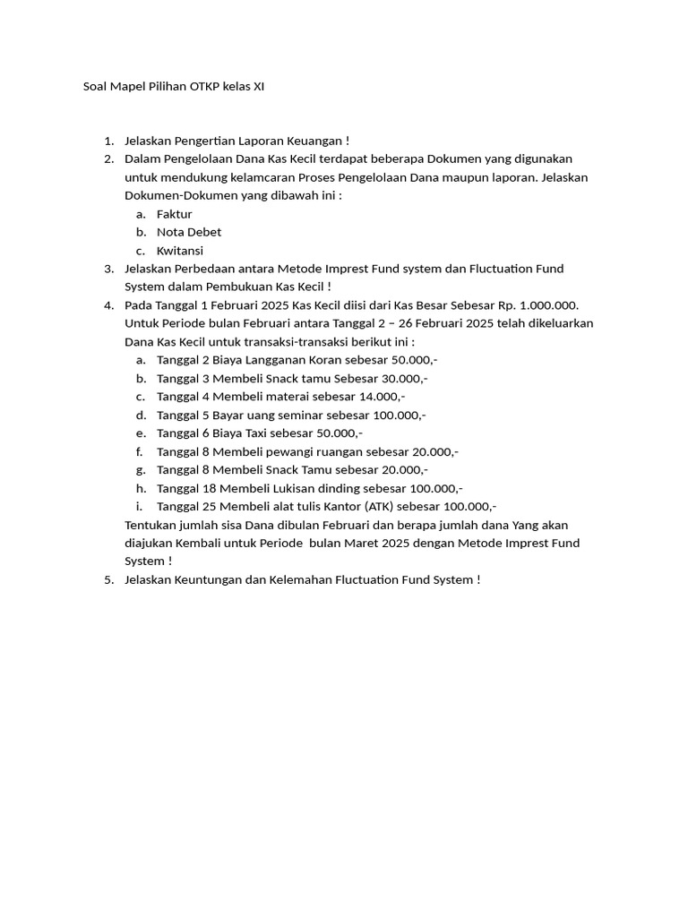 Soal Mapel Pilihan OTKP Kelas XI | PDF