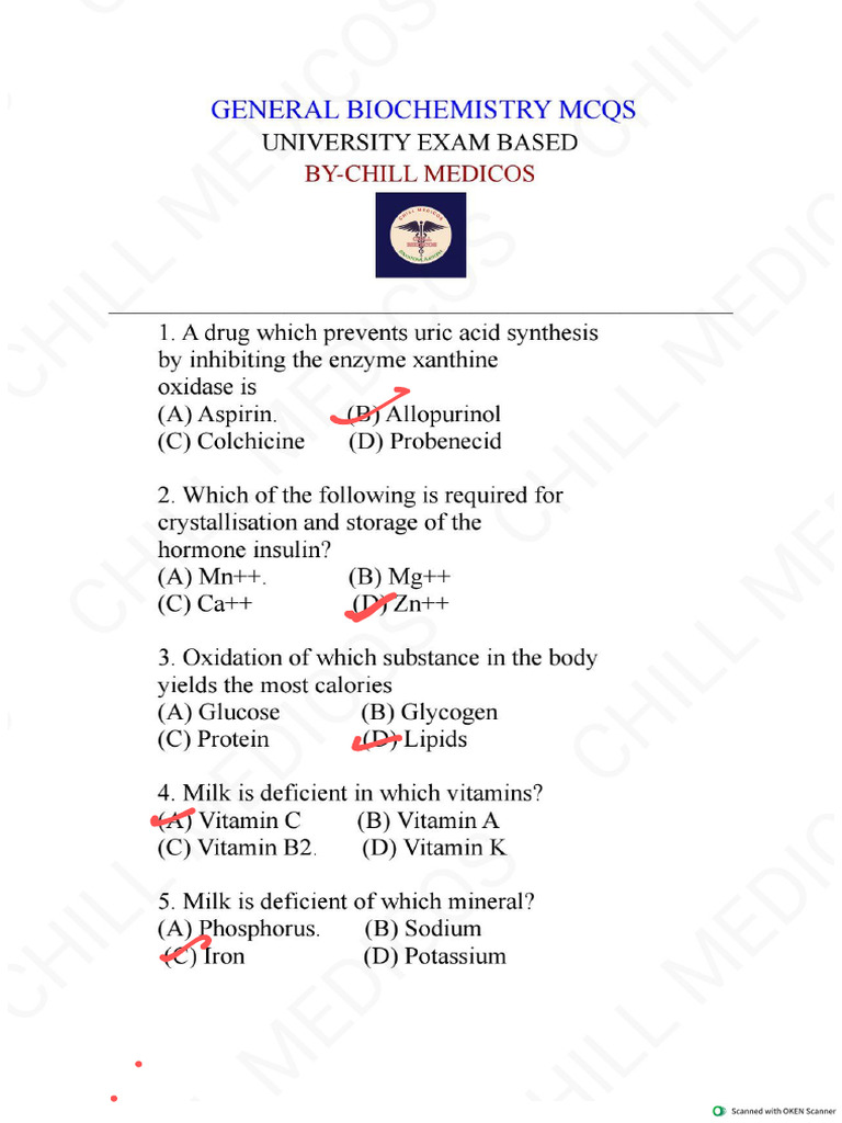 General Biochemistry MCQs | PDF
